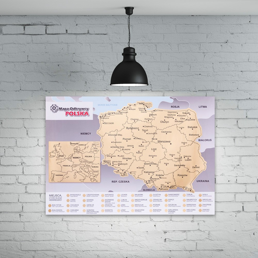 Płonąca Żyrafa - Mapa zdrapka Polski